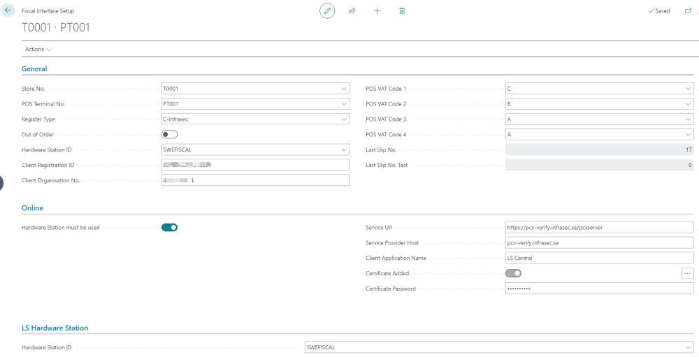 BackOffice Setup for the POS Terminal Card